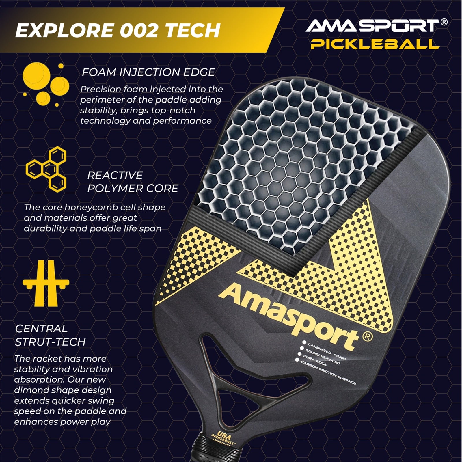 AMASPORT Matrix Explore 002 Paddle – PLATINUM PICKLEBALL